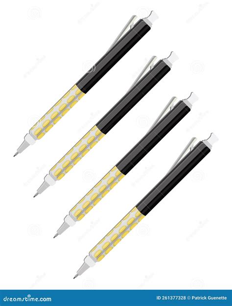 Four Pens On Graph Paper A Study In Design And Function Royalty Free