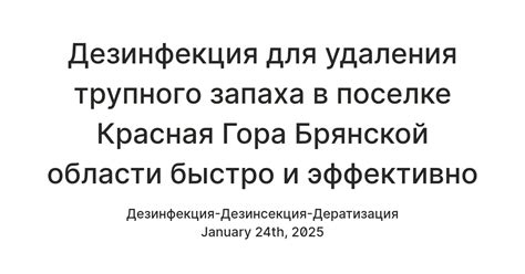 Дезинфекция для удаления трупного запаха в поселке Красная Гора