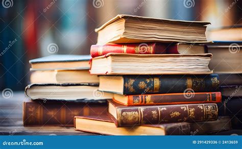 Big Stack Of Books On The Table AI Generate Stock Illustration