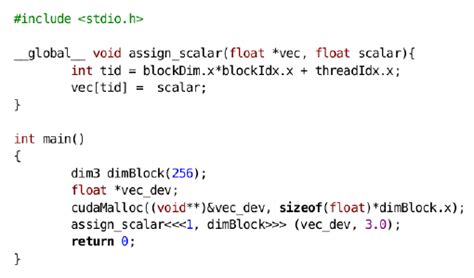 very simple cuda program just assign a scalar to the whole vector