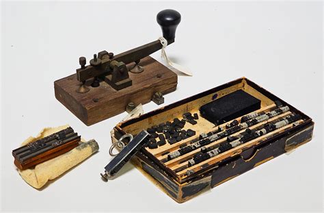 Lot A Replica Morse Code Machine Together With Vintage Printers Block