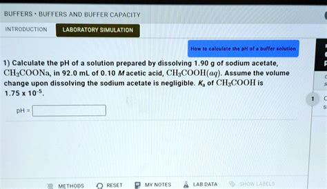 solved buffers and buffer capacity introduction laboratory simulation