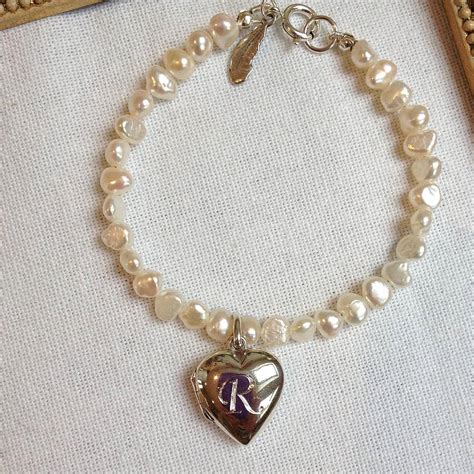 Engraved Initial Locket Pearl Bracelet By Harry Rocks