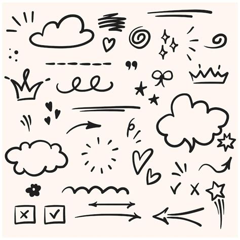 Premium Vector Sketch Underline Emphasis Arrow Shape Set With Illustration Style And Doodle