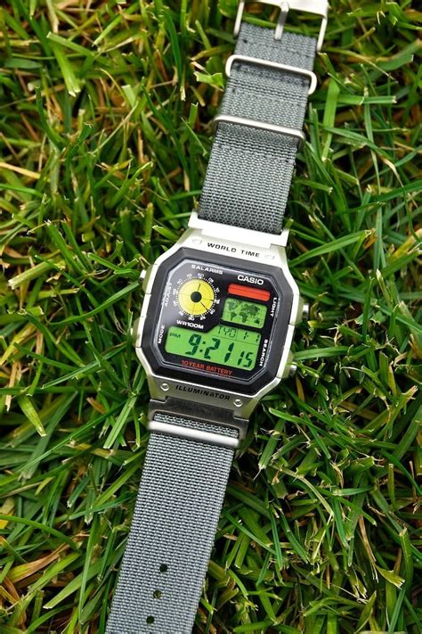 Casio Custom Hydro Mod Royale Ae1200 Urban Cruiser 22mm Watch Red Yellow And Green Screen Nylon