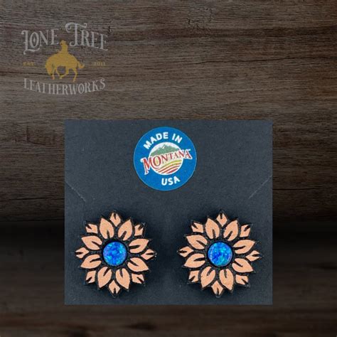 Natural Black Blue Opal Stud Earrings 1 2 Lone Tree Leather Works