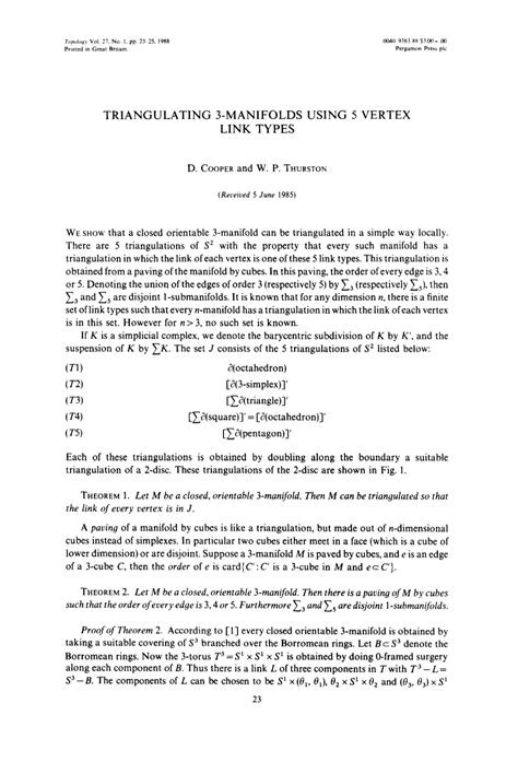 triangulating 3 manifolds using 5 vertex link types docslib