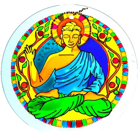 Stained Glass Buddha Wall Art Zen Garden Suncatcher Yoga Art Etsy
