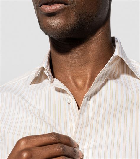 Mens Isaia White Cotton Striped Dress Shirt Harrods Us