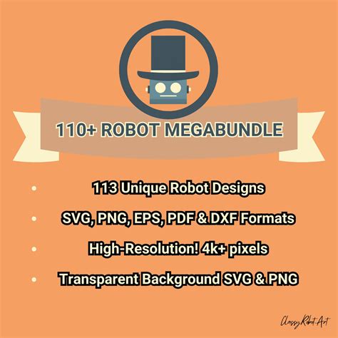110 Robot Designs Mega Bundle Robot Svg Designs Robot Png Robot