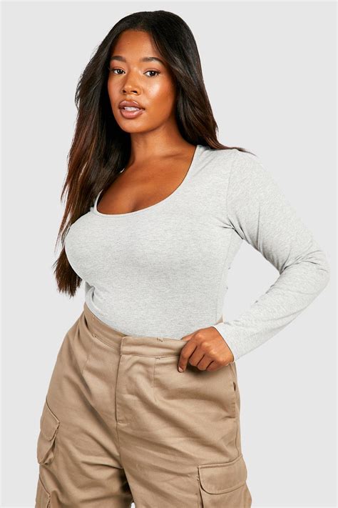 Plus Cotton Scoop Neck Bodysuit Boohoo Usa