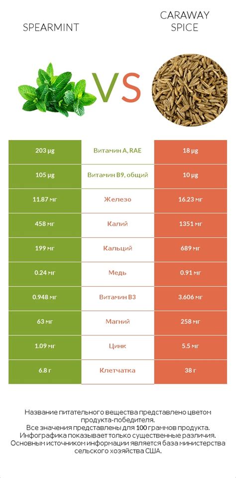 Сравнить продукты Spearmint и Caraway Spice