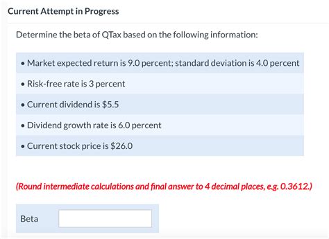solved urrent attempt in progress determine the beta of qtax