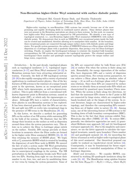 Pdf Non Hermitian Higher Order Weyl Semimetal With Surface Diabolic Points