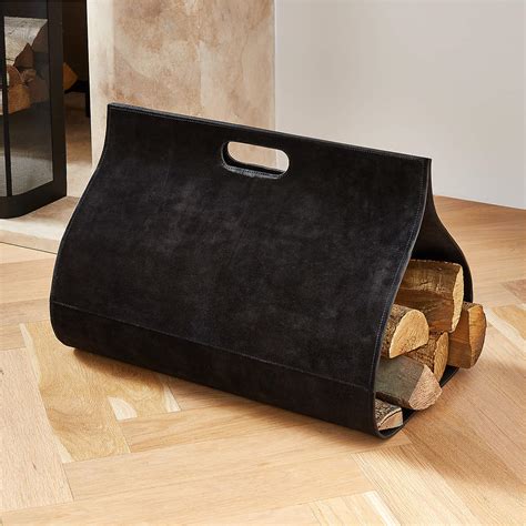 Black Suede Log Carrier Reviews Cb2 Canada