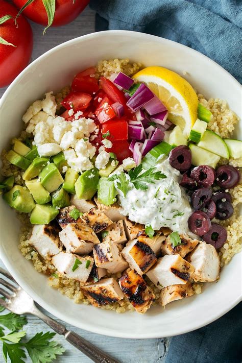 Grilled Greek Chicken Quinoa Bowls Cooking Classy Healthy Bowls