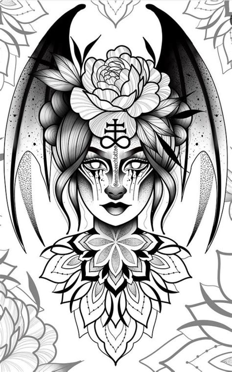 Garota Legal Da Tatuagem Para Colorir Imprimir E Desenhar Colorirme
