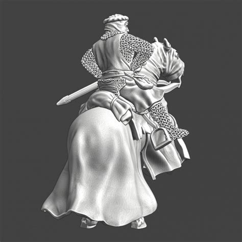 3d Printable Mounted Crusader Knight Drawing His Blade By Northern
