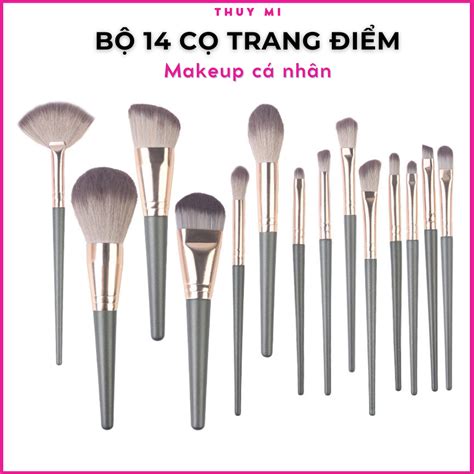 Bộ Cọ Trang Điểm 14 Cây Màu Xanh Lá Mềm Mịn Trang Điểm Cá Nhân Shopee