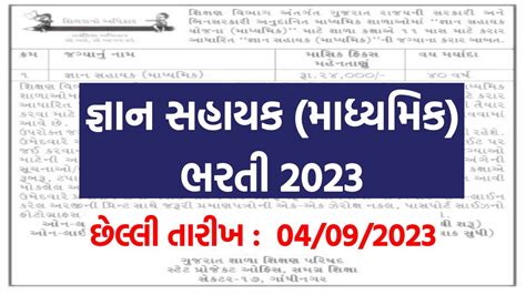 Gyan Sahayak Bharti 2023 Gujarat Notification Apply Online Last
