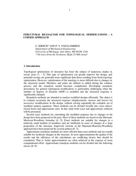 pdf structural reanalysis for topological modifications a unified