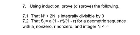 solved 7 using induction prove disprove the following