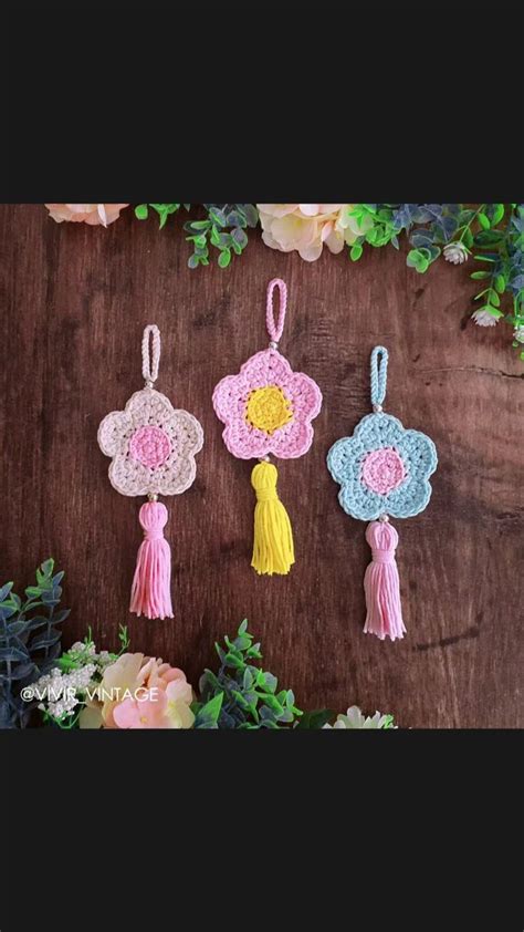 Patron gratis colgante flor crochet paso a paso en español Encuentra
