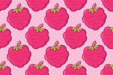 Premium Vector Pink Raspberry Fruit Seamless Pattern Illustration