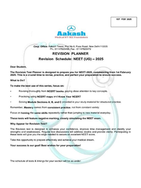 Revison Test Planner Pdf