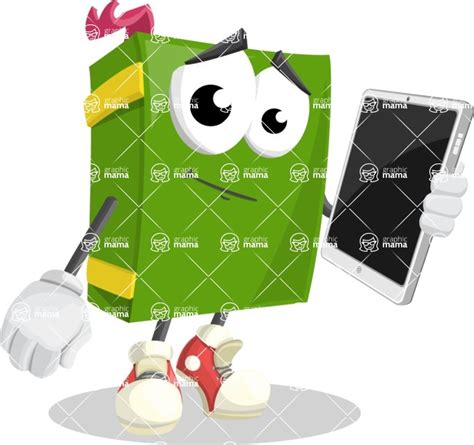 School Book Cartoon Vector Character Holding Tablet Graphicmama
