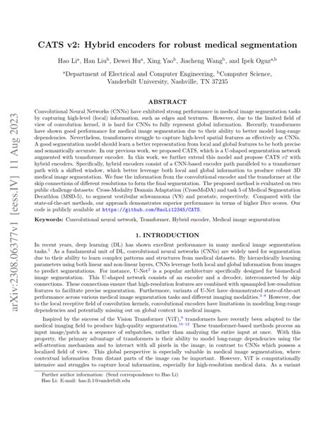 Pdf Cats V2 Hybrid Encoders For Robust Medical Segmentation