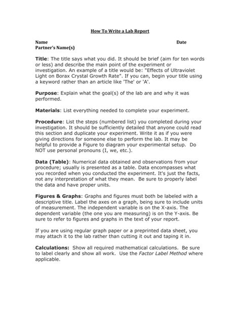 How To Write A Lab Report A Student S Guide
