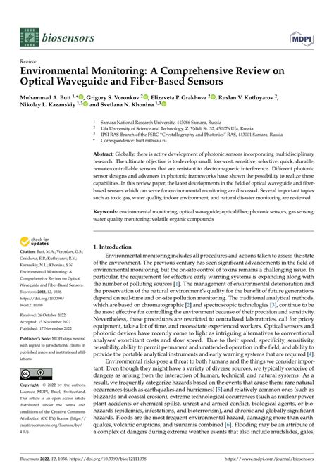 Pdf Environmental Monitoring A Comprehensive Review On Optical