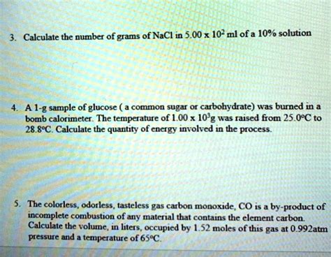 SOLVED Calculate The Number Of Grams Of NaCl In X Ml Of A Solution A G Sample