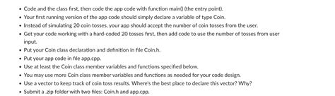Solved Computer Challenge 12 Coin Toss C Code And The