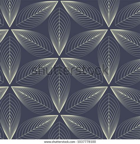 Linear Vector Pattern Repeating Abstract Leaves Stock Vector Royalty