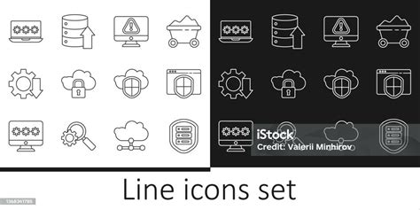 Set Line Server With Shield Browser Monitor Exclamation Mark Cloud Computing Lock Cost Reduction