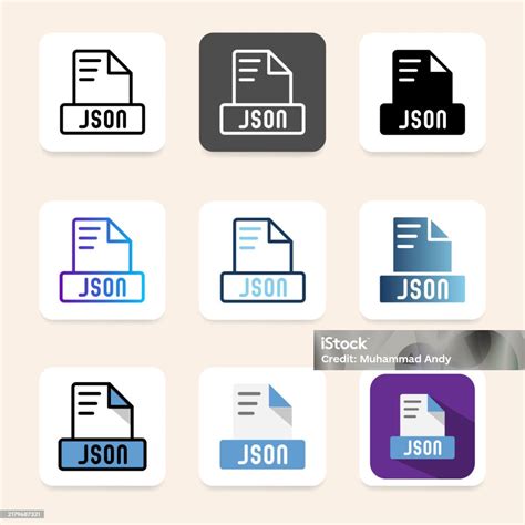 Set Of Json File Format Icons With A Recognizable Design With Modern