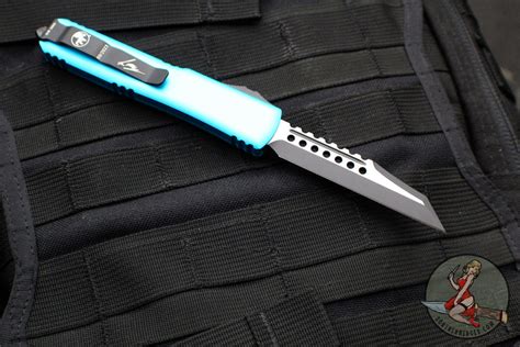 Microtech Ultratech Otf Knife Warhound Turquoise Handle Black Blade