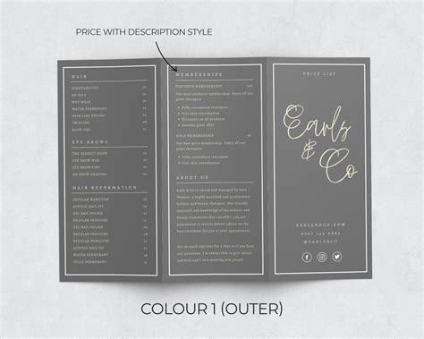 Minimalist Tri Fold Editable Price List Template Z Fold Gold Etsy UK