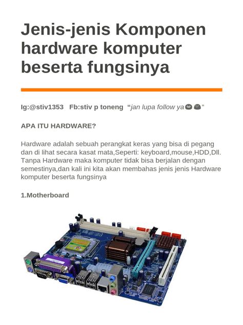 Jenis Jenis Komponen Hardware Pdf