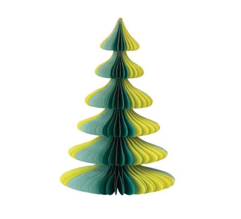 Tree Folding Paper Honeycomb Gold Glitter Edge Tealblue