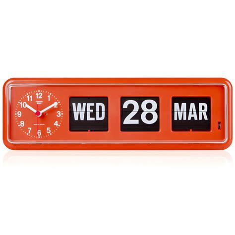 Jadco Horizon Analogue Flip Calendar Wall And Desk Clock Orange Oh Clocks