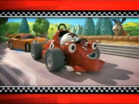 A Cartoon Character Is Driving A Race Car