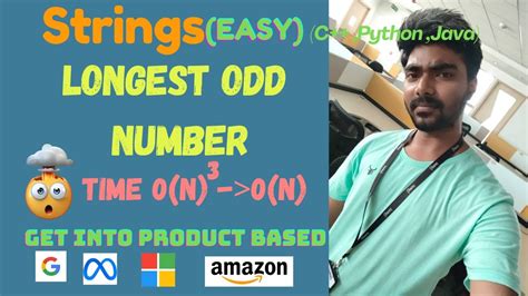 Longest Odd Number In String Placement Problem Dsa In Tamil Leetcode Interview Strings
