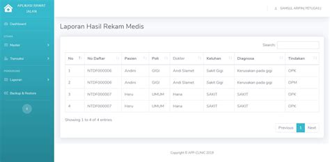 Aplikasi Rawat Jalan Berbasis Codeignitier Back Office
