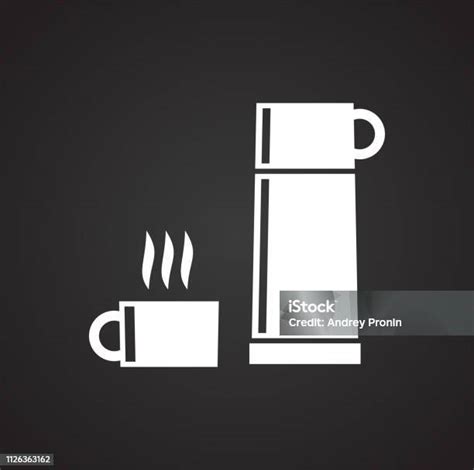 그래픽 및 웹 디자인 현대 간단한 벡터 기호에 대 한 검은 배경에 캠핑 보온병 아이콘 인터넷 개념입니다 웹사이트 디자인 웹 버튼