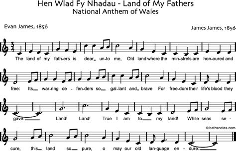 Hen Wlad Fy Nhadau Beth S Notes Songs Resources