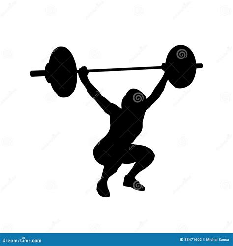 Woman Practicing With Barbell Weight Lifting Stock Vector