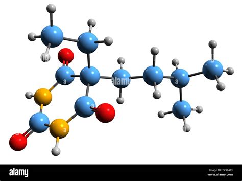 3d Image Of Amobarbital Skeletal Formula Molecular Chemical Structure Of Barbiturate